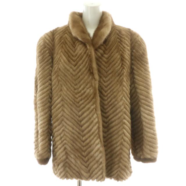 【中古】サンマルコファー SANMARCO FUR ファーコート ハーフ ミドル ミンク 毛皮 総裏地 茶 ブラウン