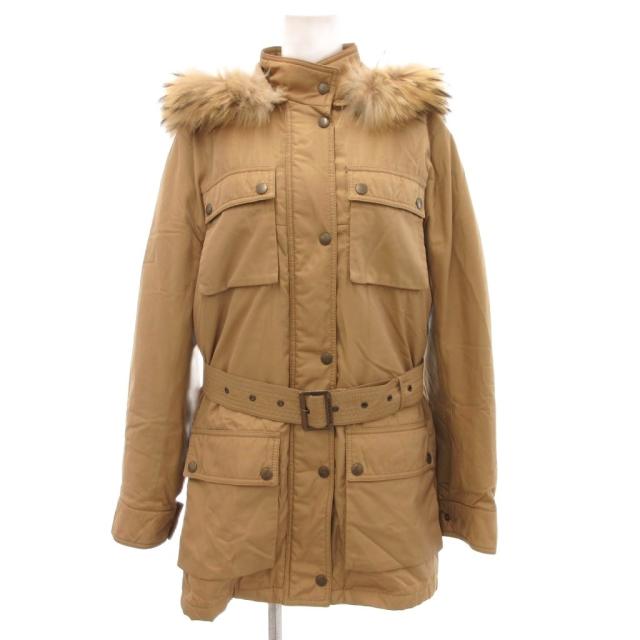 【中古】バーバリー ロンドン 中綿ジャケット ブルゾン ラクーンファー ライナー ノバチェック 40 ベージュ