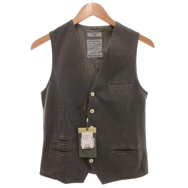 【中古】未使用品 チルコロ1901 CIRCOLO1901 タグ付き ベスト ダック地 色落ち加工 42 グレー /JS ■GY99 メンズ