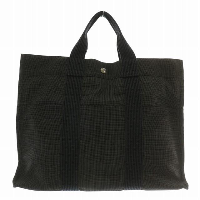 【中古】エルメス HERMES エールラインMM トートバッグ ハンド ナイロン キャンバス グレー