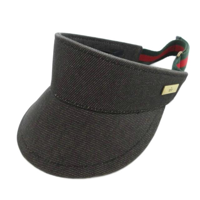 【中古】グッチ GUCCI サンバイザー シェリーライン デニム S グレー系 /UO ■GY メンズ レディース