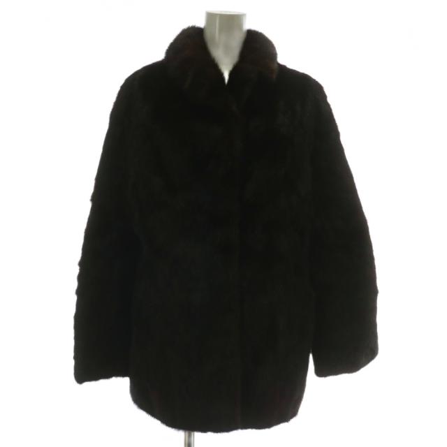 【中古】ノーブランド ファーコート アウター 毛皮 ミンク ミドル 11 L 茶色 ブラウン /XZ ■GY18 レディース