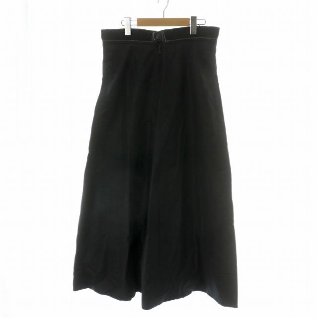 【中古】ジャンポールゴルチエ ファム フレアスカート ロング ワイド ナイロン レザー 皮革 キルティング 40 黒