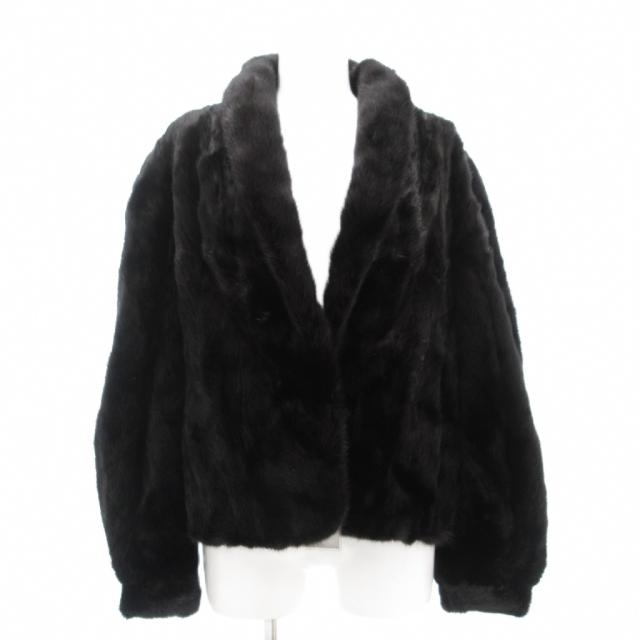 【中古】未使用品 T.K Fur Excellent Fur タグ付き ミンクファー コート ショールカラー ショート丈 11 黒 ブラック