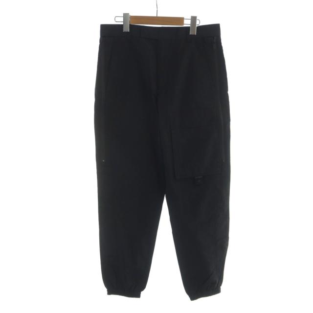 【中古】ディオールオム Dior HOMME ナイロン ロング ジョガー パンツ ジップフライ 46 黒 ブラック 213C113A4717