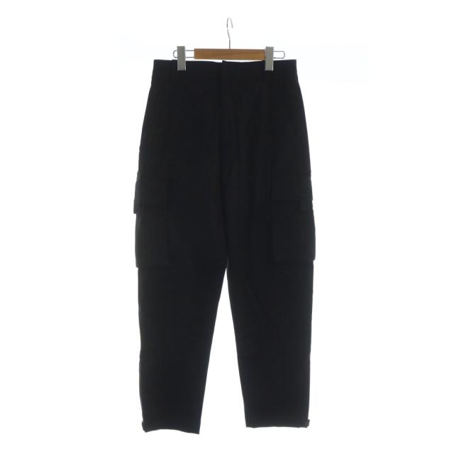 【中古】ディオールオム ストレッチ コットン ギャバジン カーゴ パンツ テーパード ロゴソフトパッチ 44 黒
