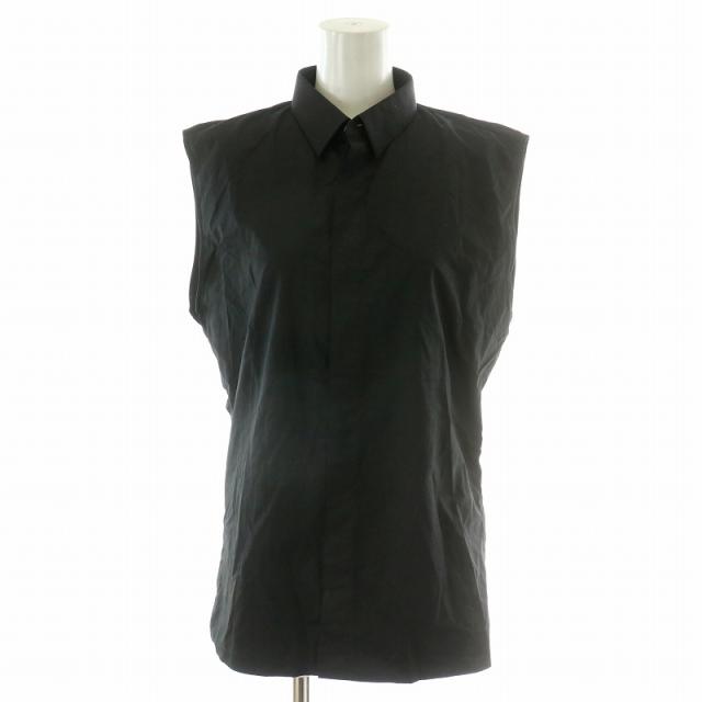 【中古】ディオールオム カジュアルシャツ ドレスシャツ ノースリーブ レギュラーカラー 比翼ボタン 38 黒