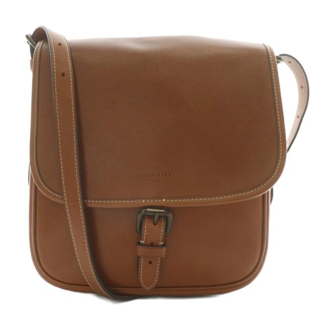 【中古】コーチ COACH ヒッチ フラップ クロスボディ バッグ ショルダーバッグ レザー ロゴ 茶色 ブラウン CV979