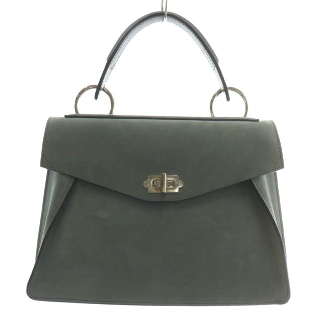 【中古】PROENZA SCHOULER ハンドバッグ ショルダー 2WAY 牛革 レザー ターンロック ロゴ 型押し グレー
