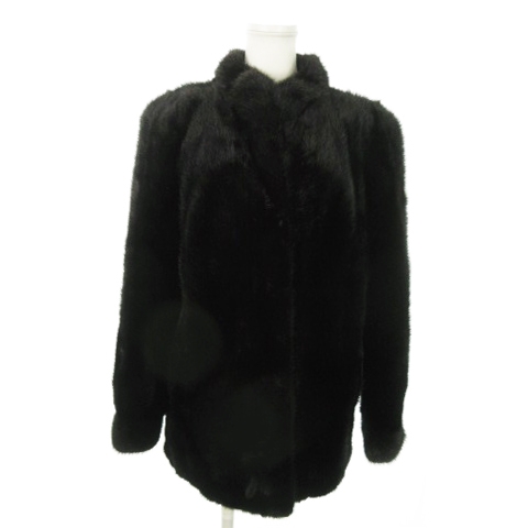 【中古】ノーブランド ファーコート ショート丈 ブラックミンクファー 毛皮 大きいサイズ 15 黒 ブラック /AO8