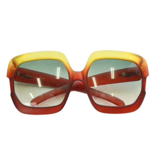 【中古】クリスチャンディオール Christian Dior 眼鏡 サングラス セルフレーム グラデーション スクエア ロゴ 緑 赤