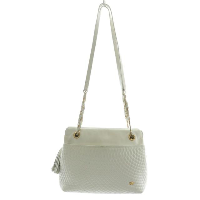 【中古】バリー BALLY トートバッグ ワンショルダー レザー キルティング タッセル ロゴ 白 ホワイト