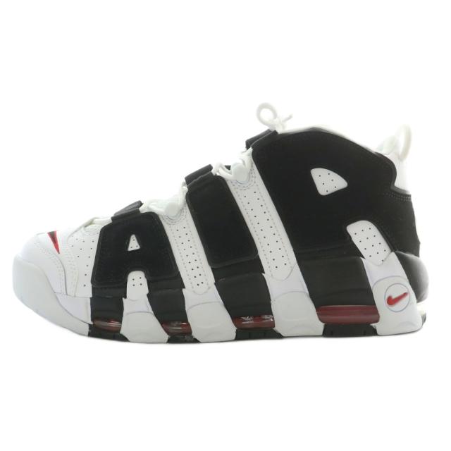 【中古】未使用品 ナイキ NIKE AIR MORE UPTEMPO スニーカー レザー ハイカット US10 28cm 黒 白 414962-105