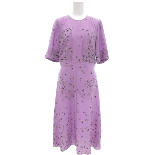 【中古】ヌメロヴェントゥーノ N°21 ワンピース 絹 シルク ミモレ ロング 花柄 半袖 40 紫 パープル
