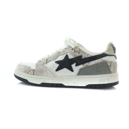 【中古】アベイシングエイプ A BATHING APE BAPE STA スニーカー シューズ 靴 レザー 刺繍 ロゴ パイソン柄 レザー