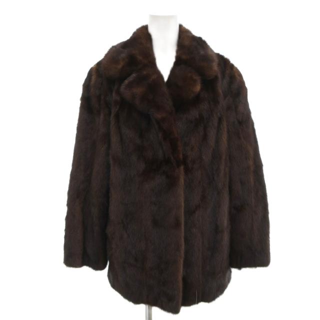 【中古】MONT PELEE ファーコート ミンクファー 毛皮 ミドル ハーフ丈 ダークブラウン /AE ■GY18 レディース