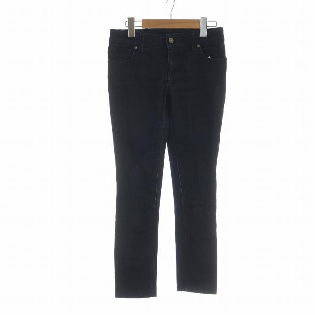 【中古】グッチ GUCCI デニムパンツ ジーンズ スキニー 革パッチ ロゴ ジップフライ 36 XS 紺 337614 XD100