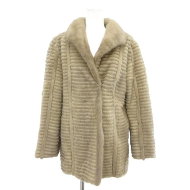 【中古】ムーンバット MOONBAT サファイヤミンク ファー コート 毛皮 ハーフ丈 11 ベージュ レディース