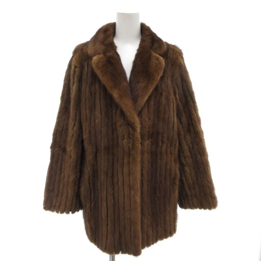 【中古】ノーブランド ファーコート 毛皮 ミンクファー ハーフ丈 13 茶 ブラウン /AE ■GY18 レディース