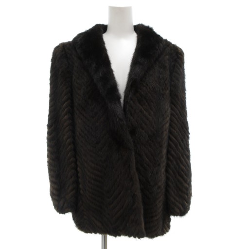 【中古】ノーブランド ファーコート 毛皮 ミンクファー ショート丈 9 ダークブラウン /AE ■GY18 レディース