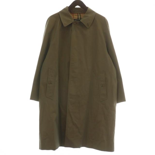 【中古】バーバリーズ Burberrys 70s ヴィンテージ 小文字タグ ステンカラー コート ロング 裏ノバチェック L カーキ