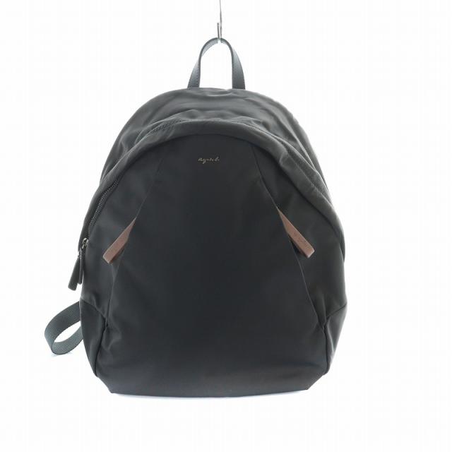 【中古】アニエスベー agnes b. リュックサック デイバッグ バックパック ナイロン ロゴ グレー 0AS14-05