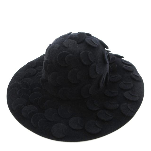 【中古】ボルサリーノ Borsalino フェルトハット 帽子 兎毛 M 黒 ブラック /UO ■GY18 レディース