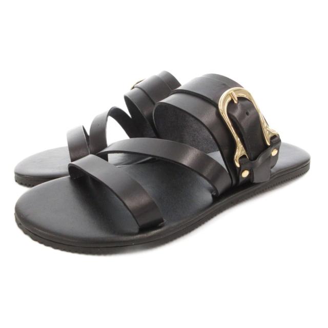 【中古】ヌオヴォニカール Nuovo Nicar バックルサンダル スライド レザー 37 黒 ブラック /GV ■GY18 レディース