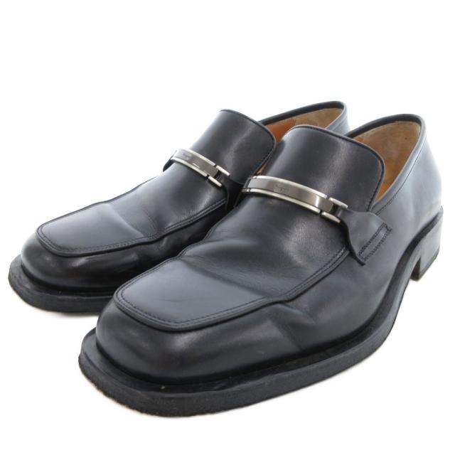 【中古】サルヴァトーレフェラガモ Salvatore Ferragamo ローファー レザー 革 ロゴプレート 7 ブラック 黒 /UO