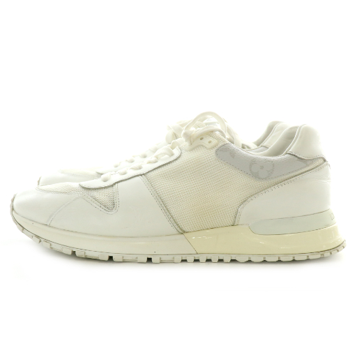 【中古】ルイヴィトン × カニエ ウェスト ランアウェイ スニーカー ローカット レザー ロゴ モノグラム 7 白