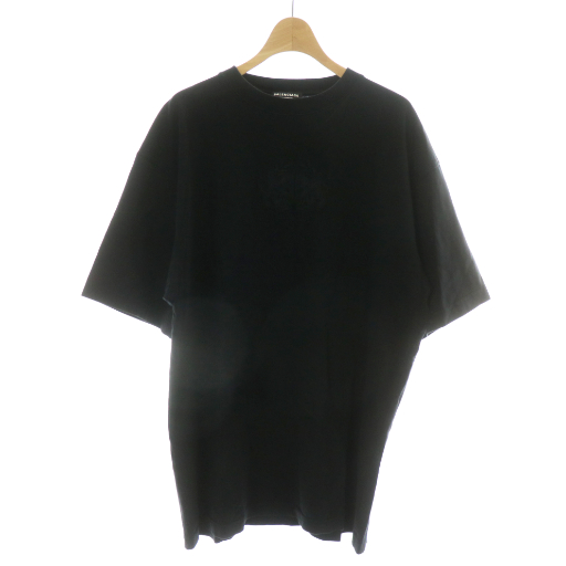 【中古】バレンシアガ BALENCIAGA 2020年 LION'S LAUREL TEE Tシャツ 半袖 BB ロゴ刺繍 オーバーサイズ XS 黒