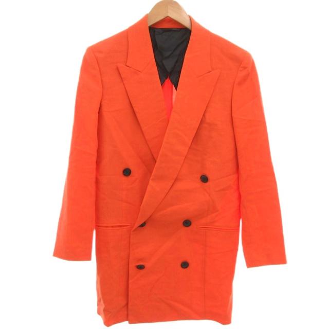 【中古】ポールスミス PAUL SMITH テーラードジャケット ブレザー ダブル ウール S オレンジ /BS ■GY18 メンズ