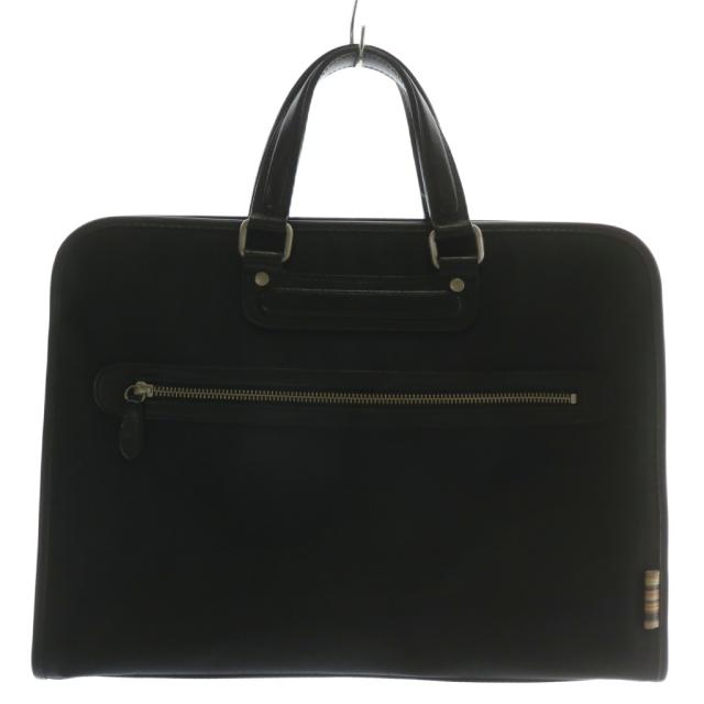 【中古】ポールスミス PAUL SMITH ビジネスバッグ ブリーフケース ナイロン レザー ストライプ 黒 ブラック