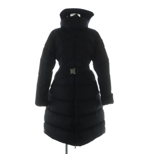 【中古】モンクレール MONCLER 20AW AGOT アゴット ダウンコート ロング ジップアップ ロゴ ベルト フード 1 黒
