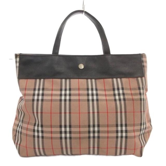 【中古】バーバリー ロンドン BURBERRY LONDON ハンドバッグ トート ノバチェック ロゴ ナイロン レザー ベージュ系