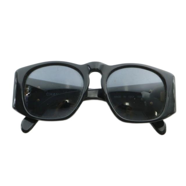 【中古】CHANEL マトラッセ 眼鏡 サングラス セルフレーム ウェリントン ココマーク ゴールド金具 黒 0003 10