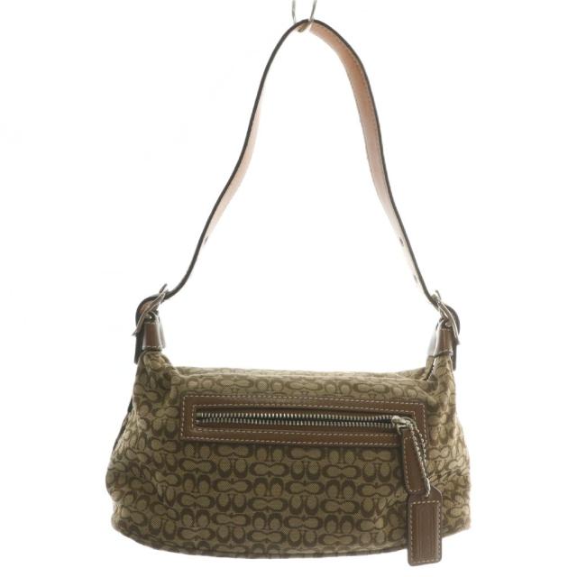 【中古】コーチ COACH ハンドバッグ ワンショルダー キャンバス レザー ミニシグネチャー 総柄 茶色 ブラウン 6332