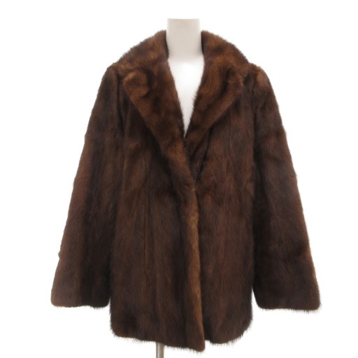 【中古】TAMARUYA FUR ファーコート ミンクファー 毛皮 13 茶 ブラウン 大きいサイズ /AE ■GY11 レディース