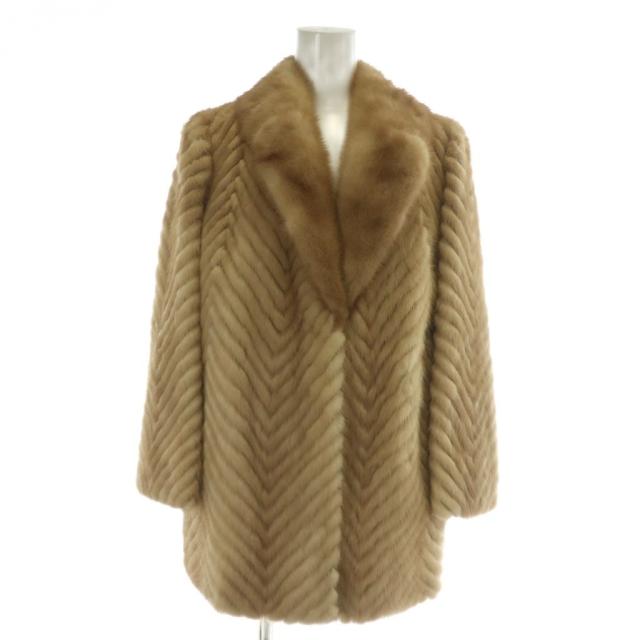 【中古】サリーローズ Sally Rose ファーコート アウター 毛皮 ミンク ミドル ヘリンボーン 9 M ベージュ