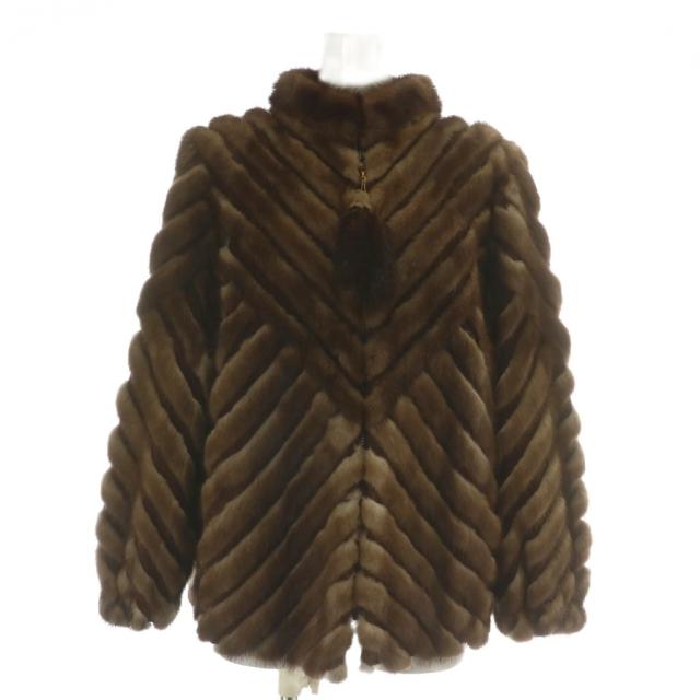 【中古】ジョセフィーヌ Josephine ファーコート アウター 毛皮 ミンク ミドル 総柄 ジップアップ 9 M 茶色 ブラウン