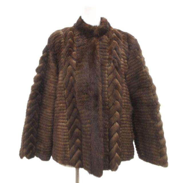 【中古】ノーブランド ファーコート ミンク 毛皮 ハーフ丈 13 茶 ブラウン /JS ■GY18 レディース