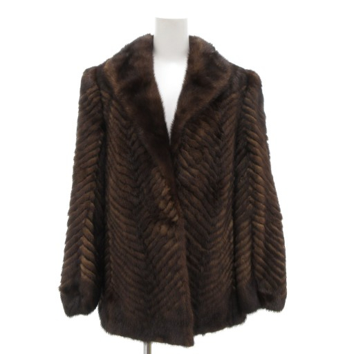 【中古】ファーコート ミンクファー 毛皮 ハーフ丈 11 茶 ブラウン /AE ■GY18 レディース