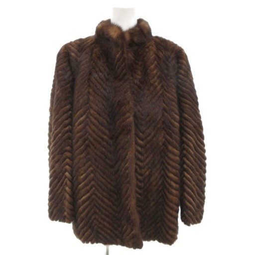【中古】ノーブランド ファーコート ハーフコート ミンクファー 毛皮 13 茶 ブラウン /AE ■GY18 レディース