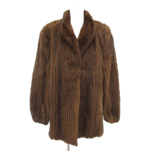 【中古】サガミンク SAGA MINK 銀サガ ファーコート ミンクファー 毛皮 13 茶 ブラウン ハーフ丈