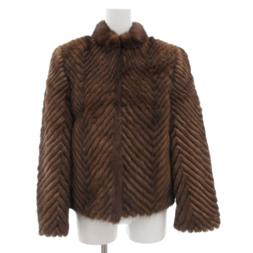 【中古】ノーブランド ミンクファーコート 毛皮 ショート 9 茶 ブラウン /GV ■GY18 メンズ