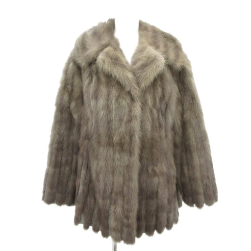【中古】ノーブランド ファーコート ミンクファー 毛皮 グレー 灰色 ハーフ丈 /AE ■GY18 レディース