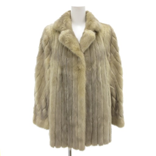 【中古】エンバ EMBA ファーコート ミンクファー 毛皮 11 ベージュ ハーフ丈 /AE ■GY18 レディース