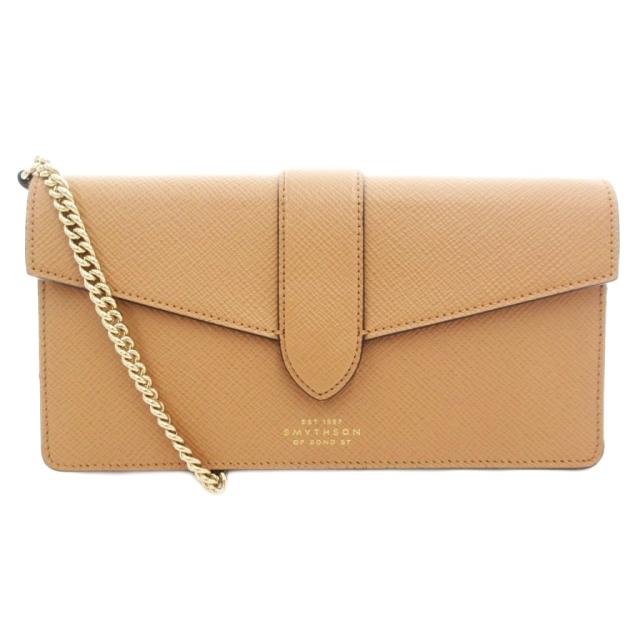 【中古】スマイソン SMYTHSON ミニバッグ ショルダー ウォレット チェーンストラップ ロゴ ベージュ系 /UO