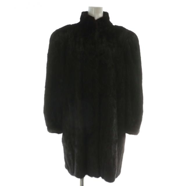 【中古】アリアンナ ARIANNA ファーコート アウター 毛皮 ミンク ミドル 肩パッド 13 XL 茶色 ブラウン