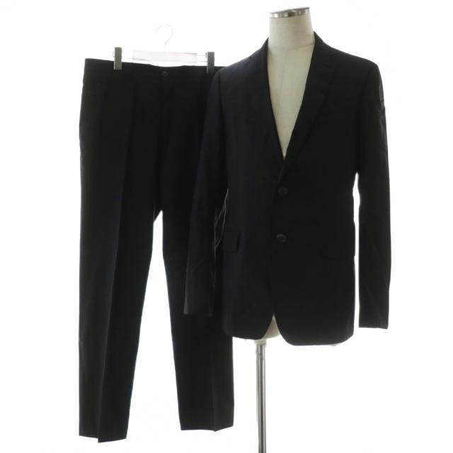 【中古】ETRO スーツ セットアップ テーラードジャケット シングル 2B 背抜き スラックス ウール シルク混 3 L 黒
